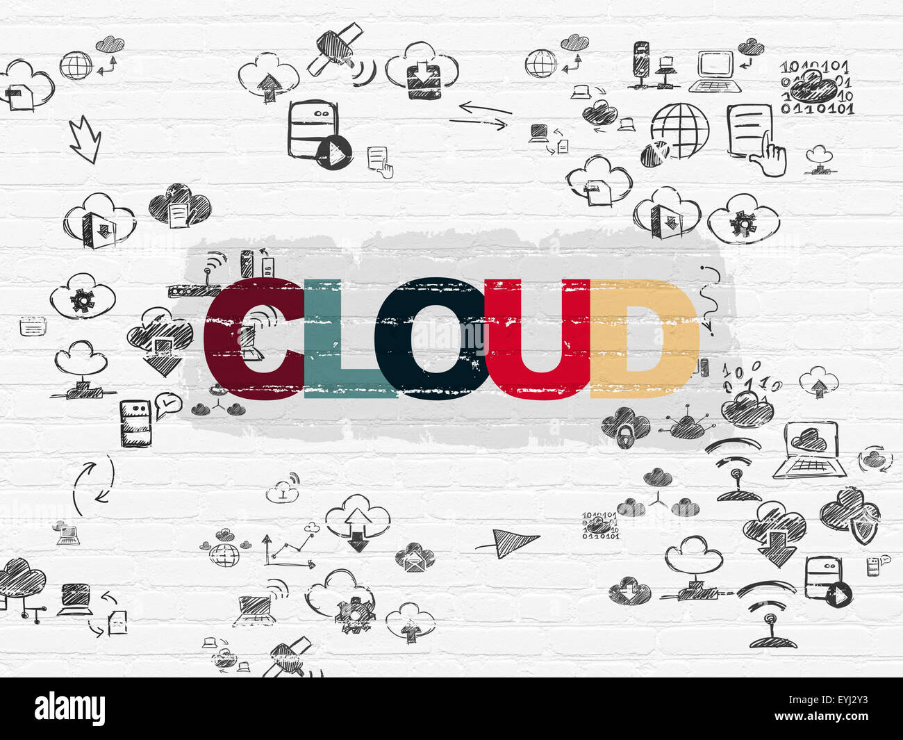 Cloud computing concept: Cloud on wall background Stock Photo - Alamy