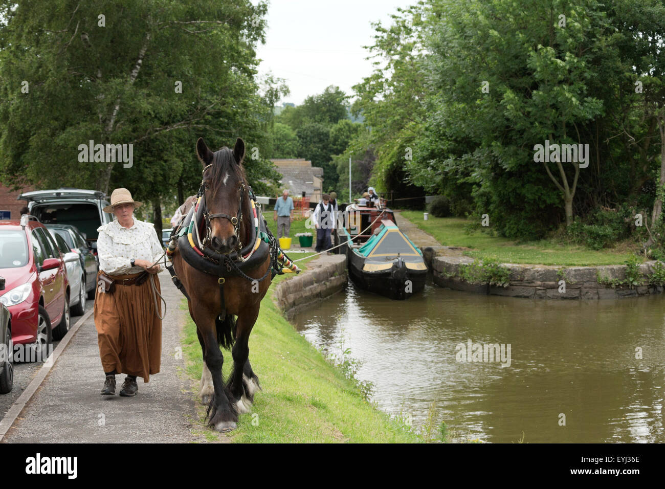 ancient rare tradition horse boat pull England UK Stock Photo - Alamy
