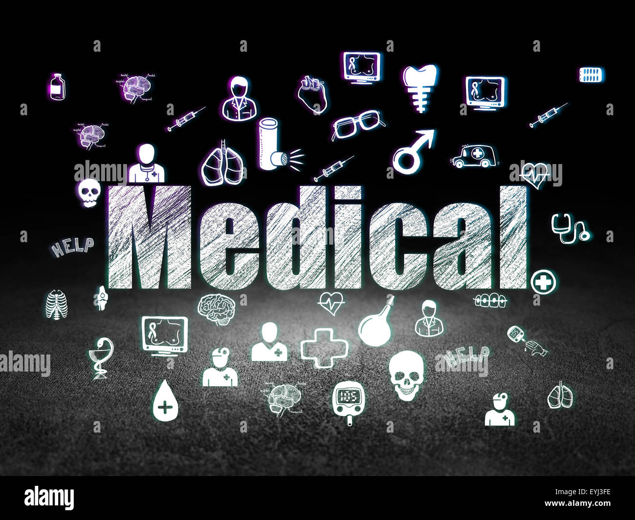 Health concept: Medical in grunge dark room Stock Photo - Alamy