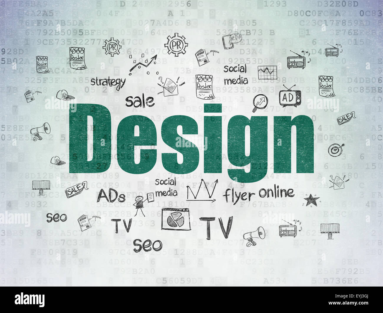 Advertising concept: Design on Digital Paper background Stock Photo - Alamy