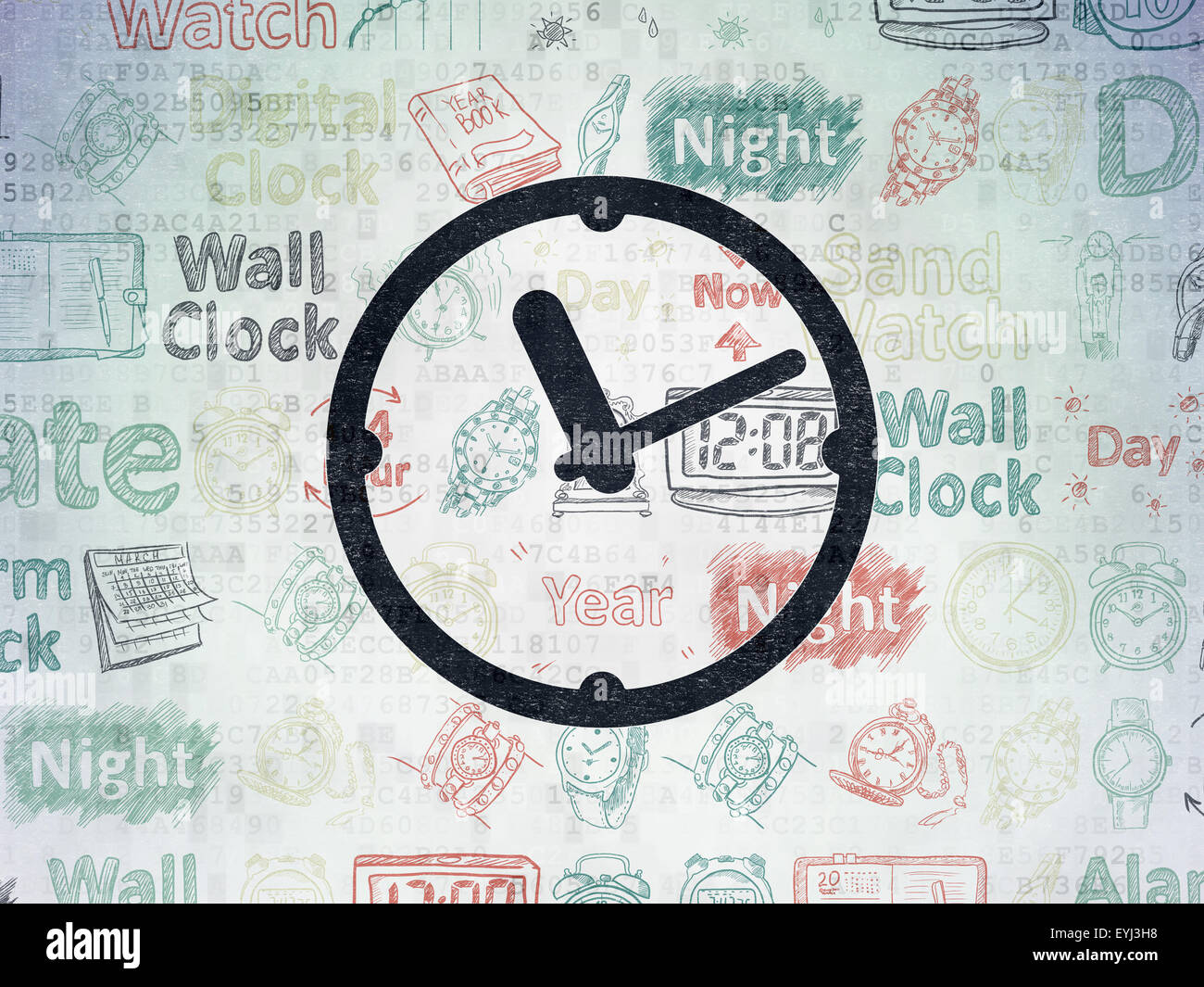 Time concept: Clock on Digital Paper background Stock Photo - Alamy