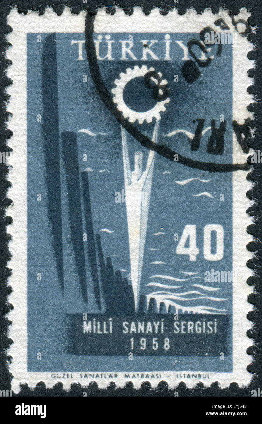 Postage stamp printed in Turkey, dedicated to National Industry ...