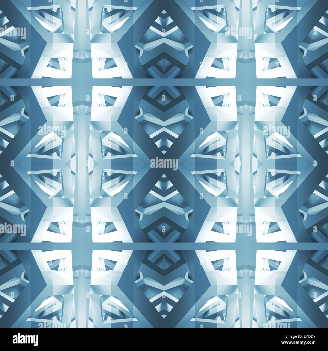 Abstract geometric seamless square pattern. Blue and white 3d ...