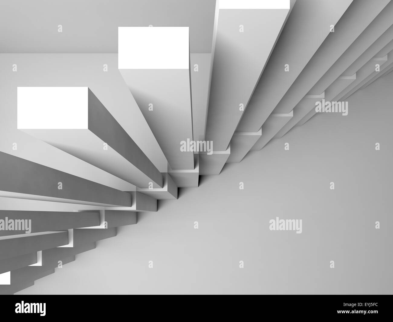 Abstract architecture background, stairs construction on white wall, 3d ...