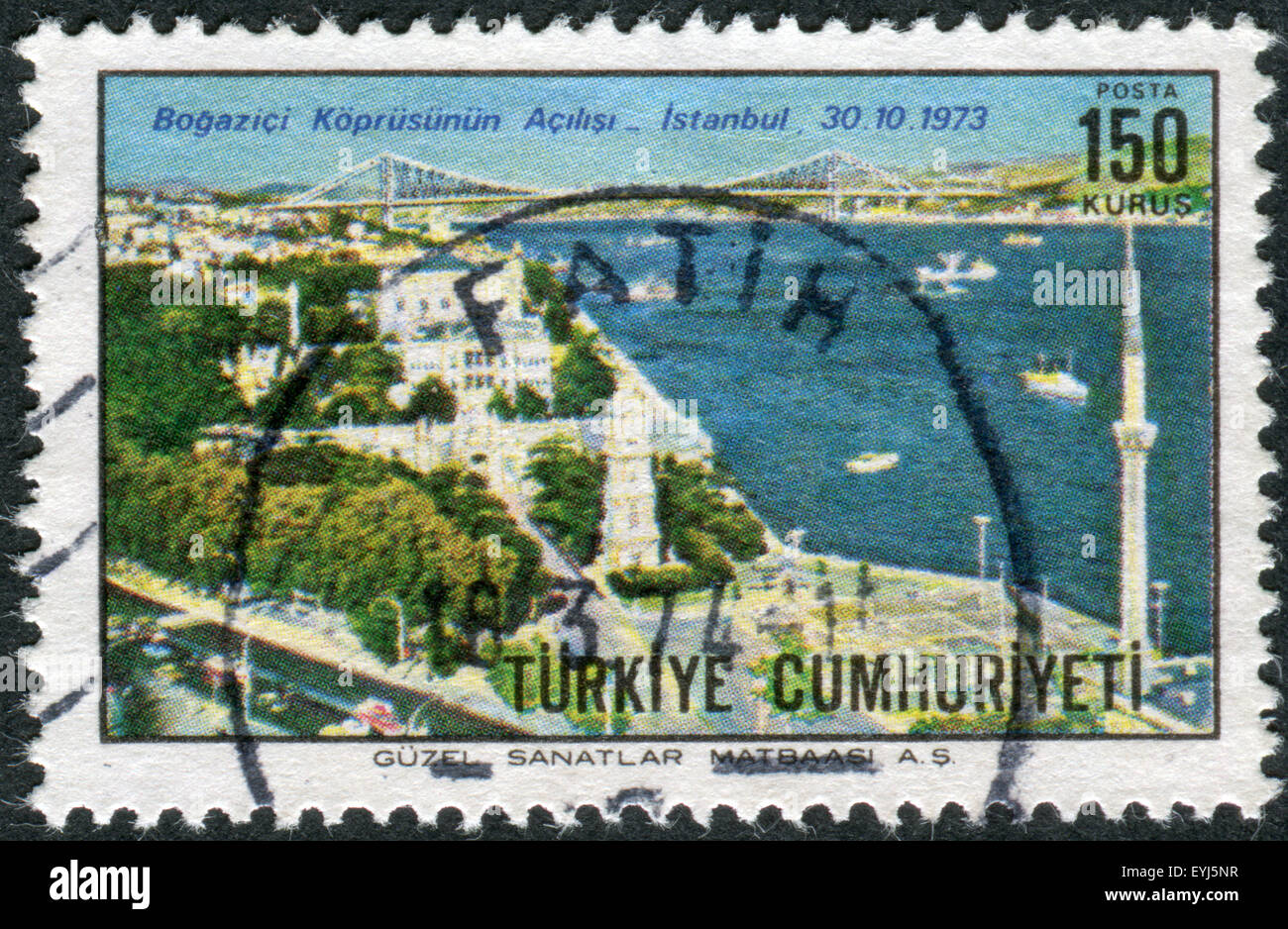 Postage stamp printed in Turkey, dedicated to the Inauguration of the ...