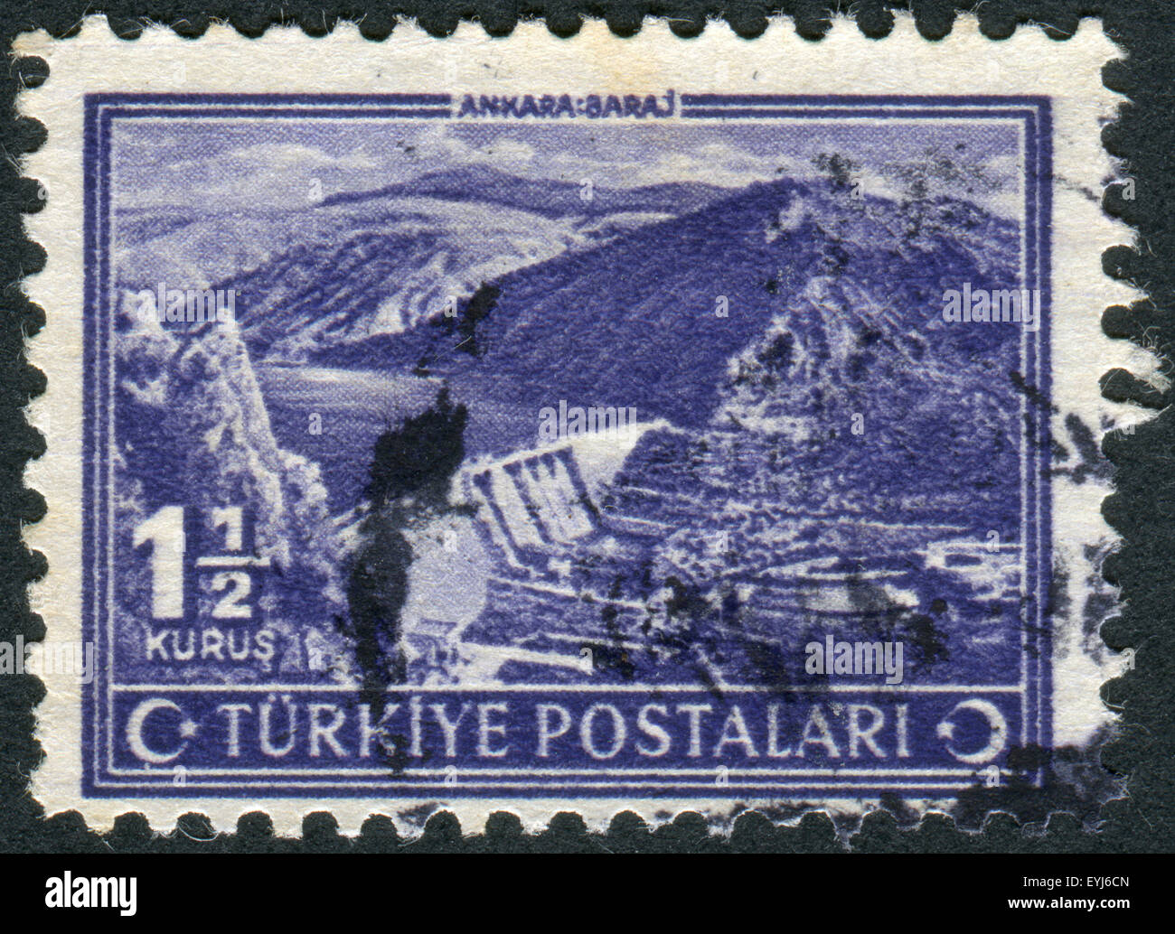 TURKEY - CIRCA 1943: Postage stamp printed in Turkey, depicted Ankara ...