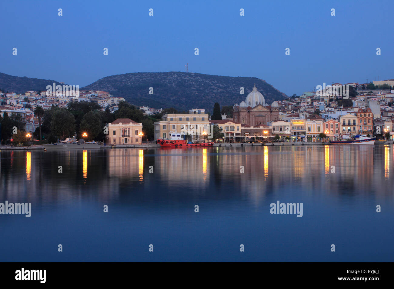 The capital city of Lesbos or Lesvos island, Mytilene and picturesque ...