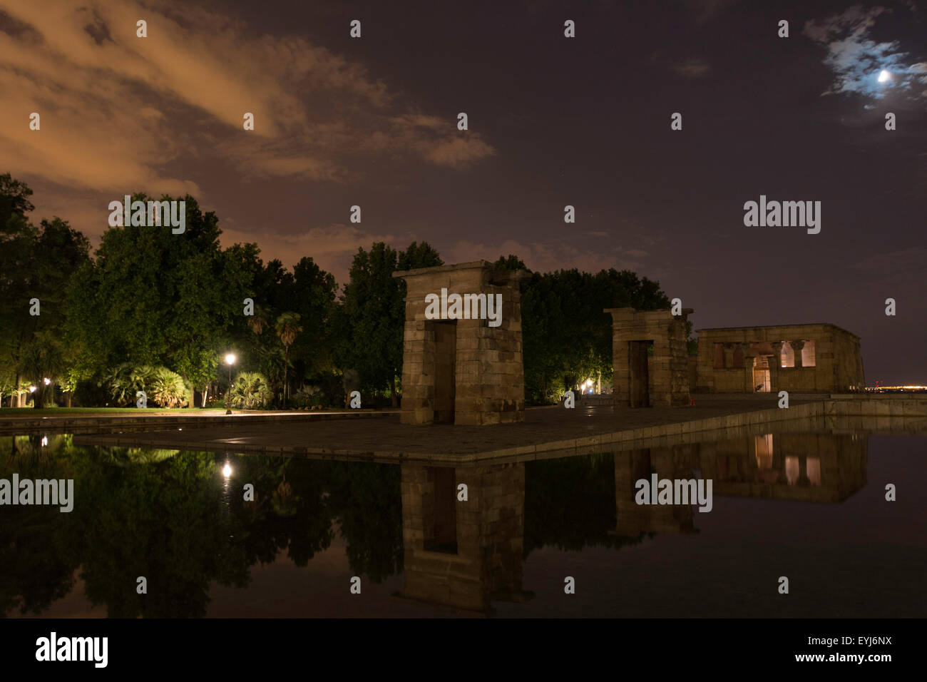Debod temple in Madrid night, Spain, Europe Stock Photo - Alamy