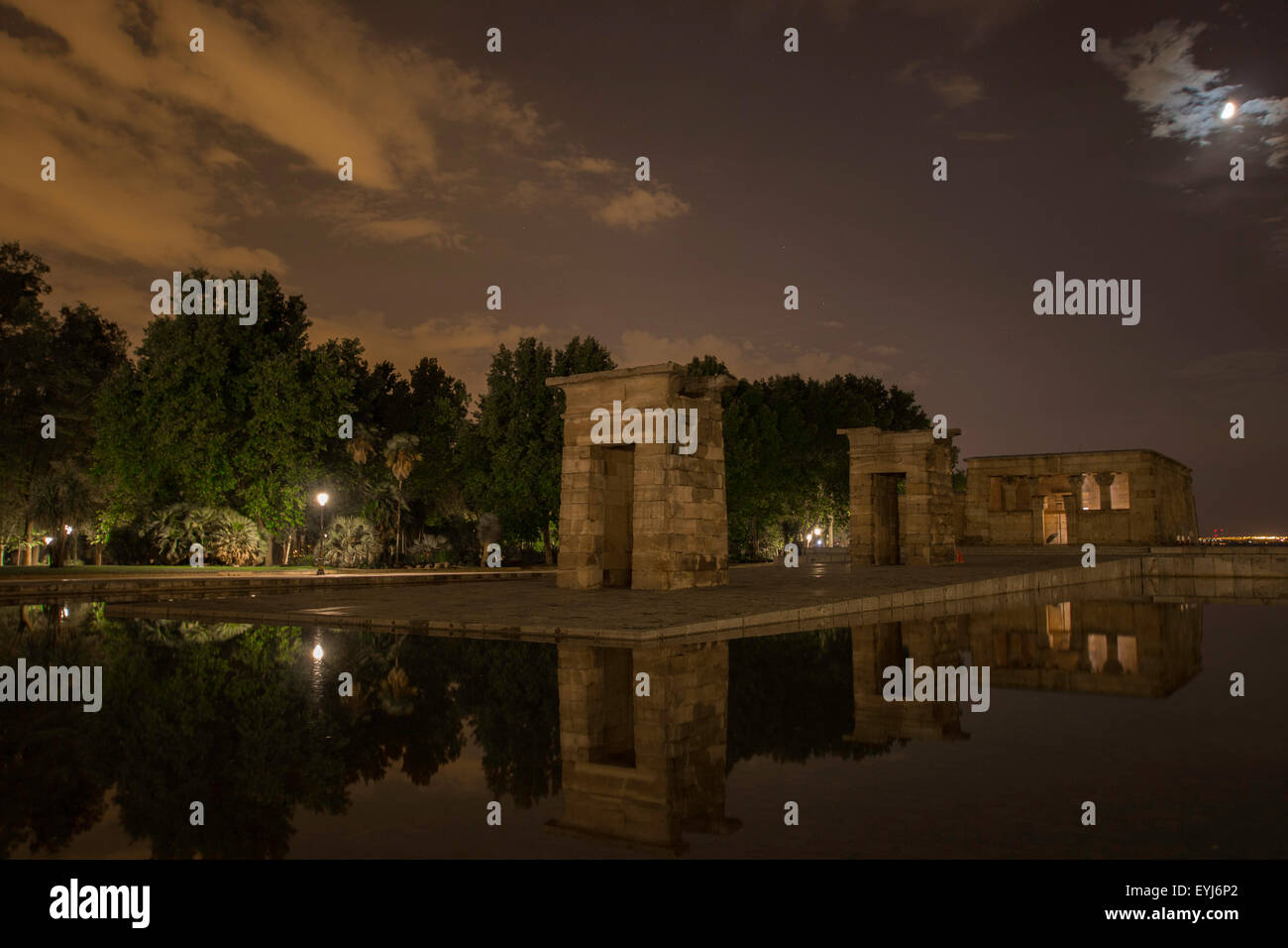 Debod temple in Madrid night, Spain, Europe Stock Photo - Alamy