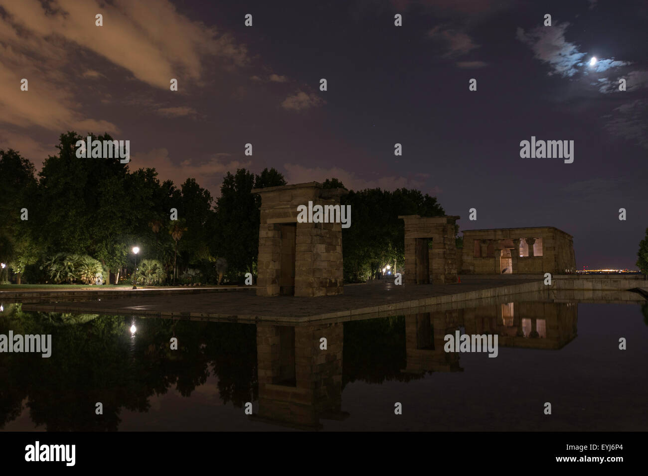 Debod temple in Madrid night, Spain, Europe Stock Photo - Alamy