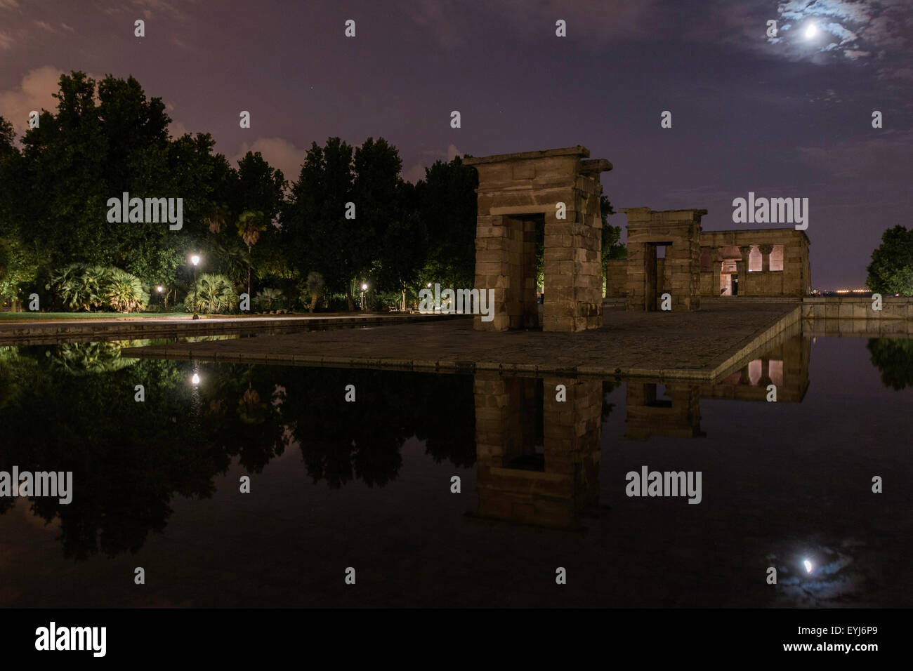 Debod temple in Madrid night, Spain, Europe Stock Photo - Alamy