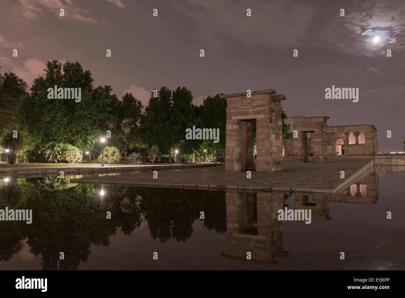 Debod temple in Madrid night, Spain, Europe Stock Photo - Alamy