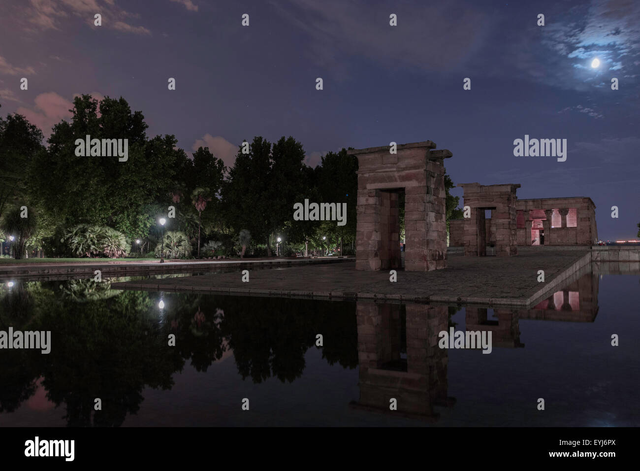 Debod temple in Madrid night, Spain, Europe Stock Photo - Alamy