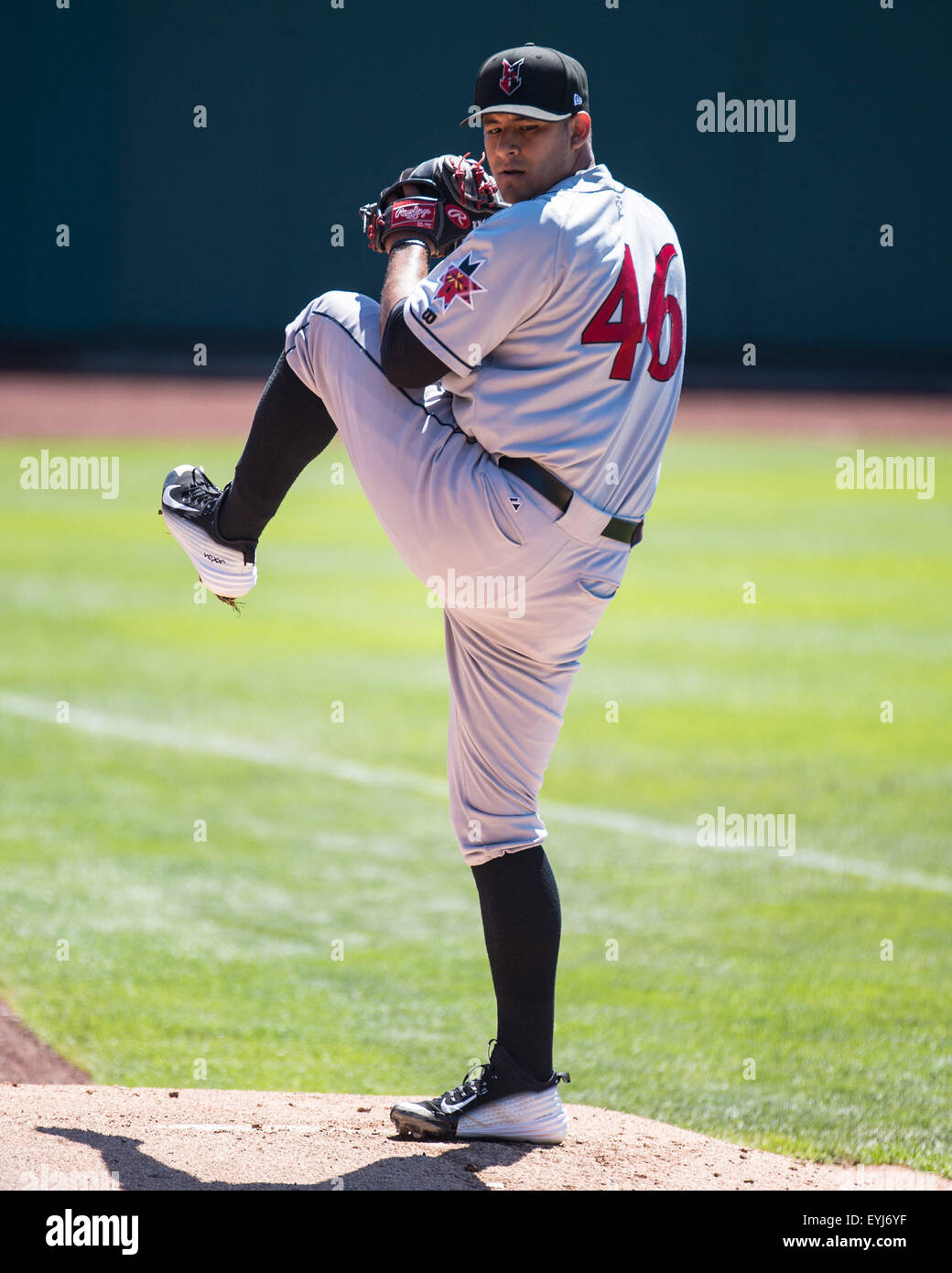 Columbus OH, USA. 30th July, 2015. Indianapolis Indians pitcher ...