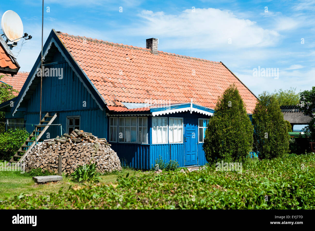 Wooden house, Nida, Neringa municipality, Curonian Spit, Lithuania ...