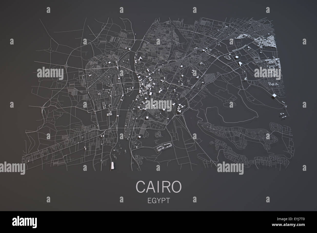 Satellite view of Cairo map, Egypt Stock Photo - Alamy