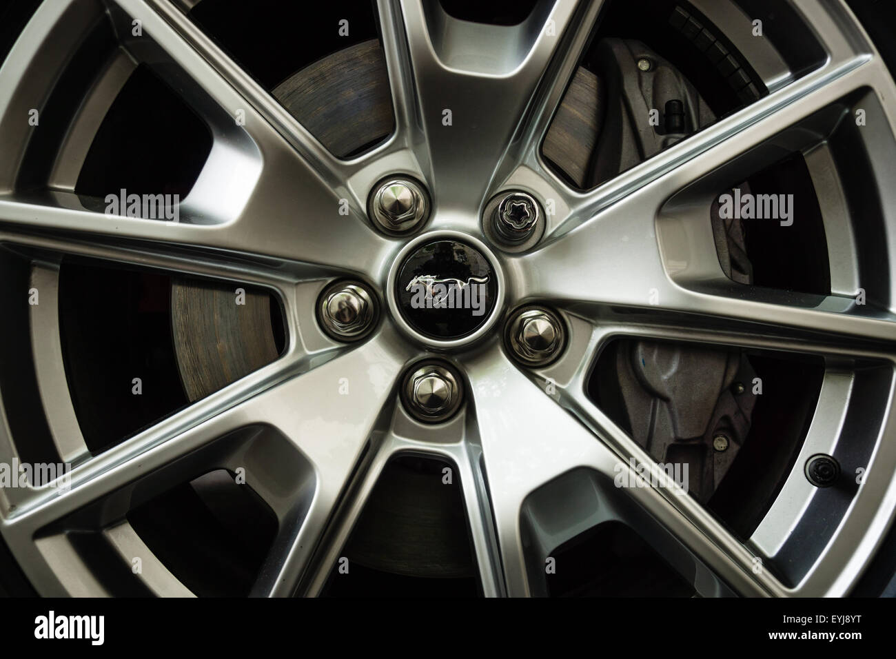 The front brake system of a pony car Ford Mustang 50th Anniversary ...