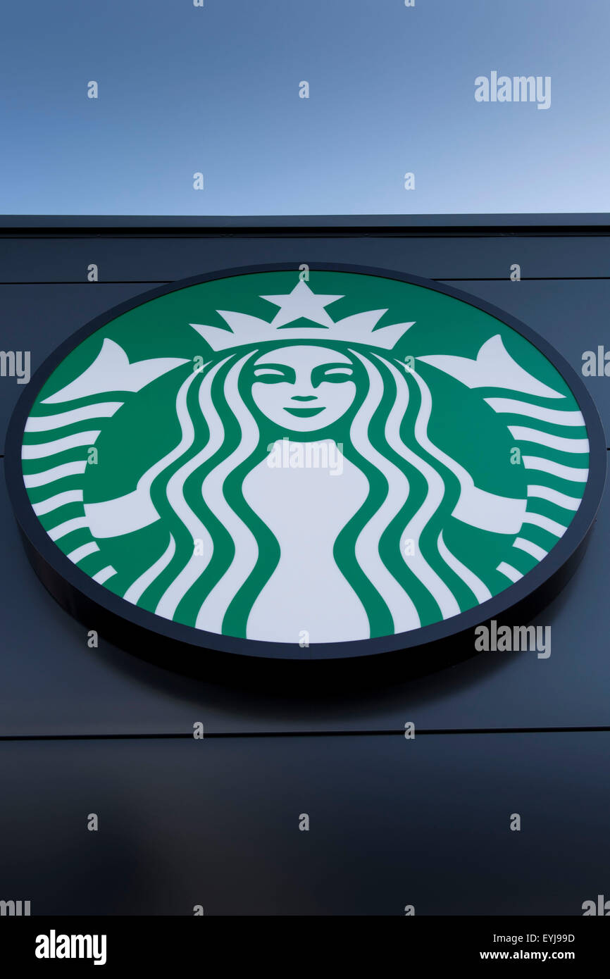 Starbucks shop sign logo Stock Photo - Alamy