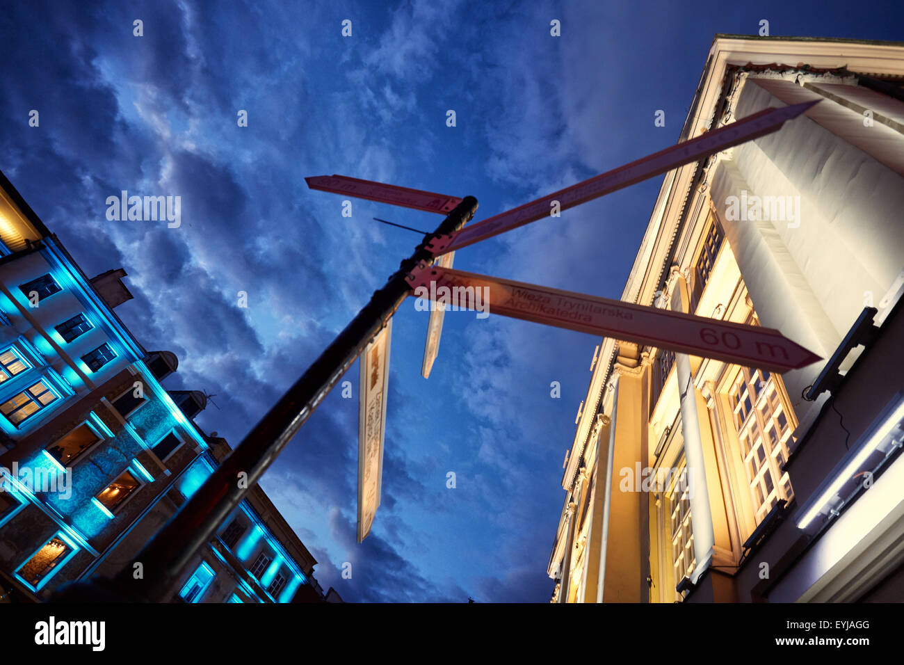 LED illumination in Lublin's old town, Poland, Europe Stock Photo - Alamy