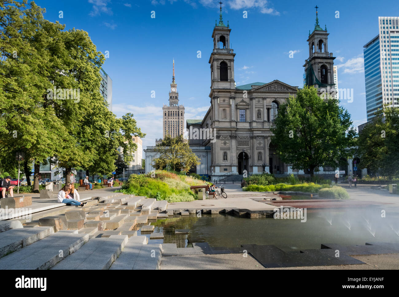 All Saints' Church at Grzybowski Square with Palace of Culture visible ...