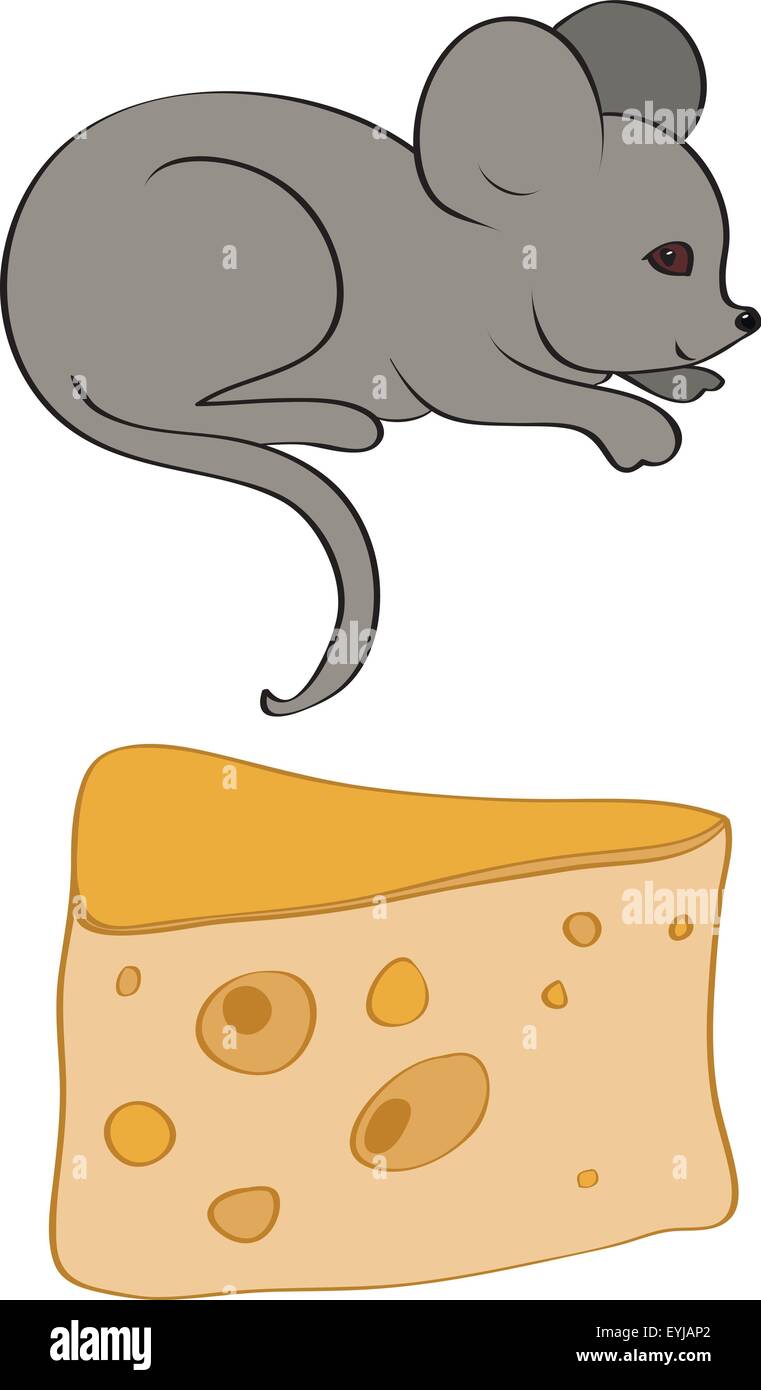 gray mouse and a piece of cheese Stock Vector Image & Art - Alamy