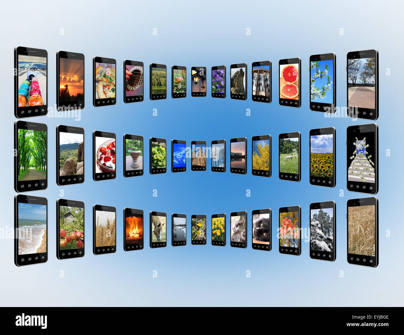 modern mobile phones with different colored images Stock Photo - Alamy