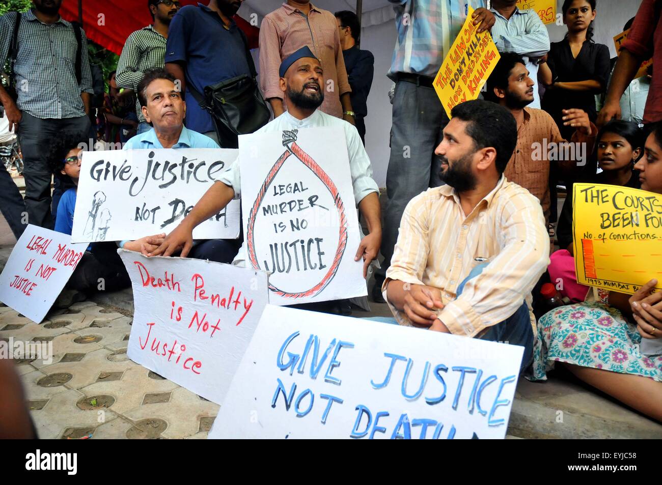 Delhi, India. 30th July, 2015. An Indian social activists holds a ...