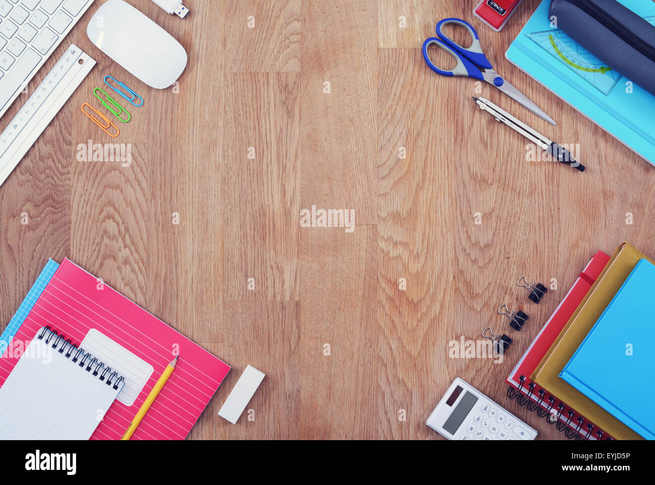 Education and school top view hero header with school items top view ...