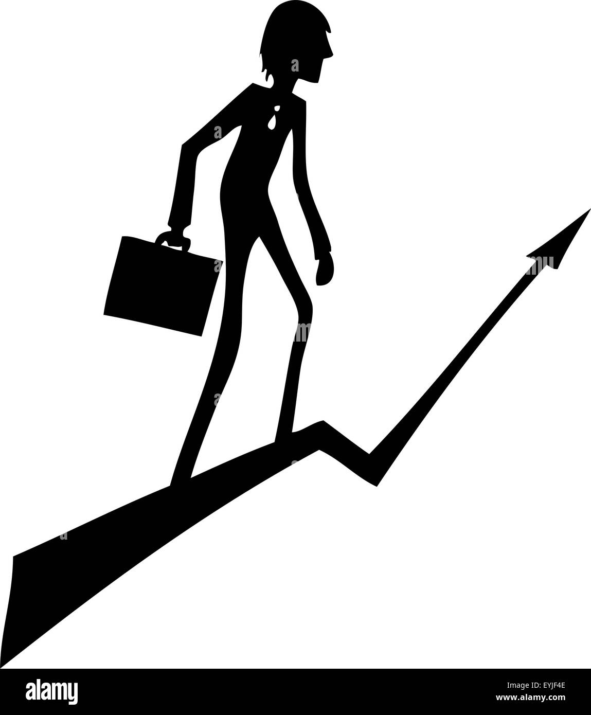 Vector graphics. Businessman rises up through the arrow. silhouette ...