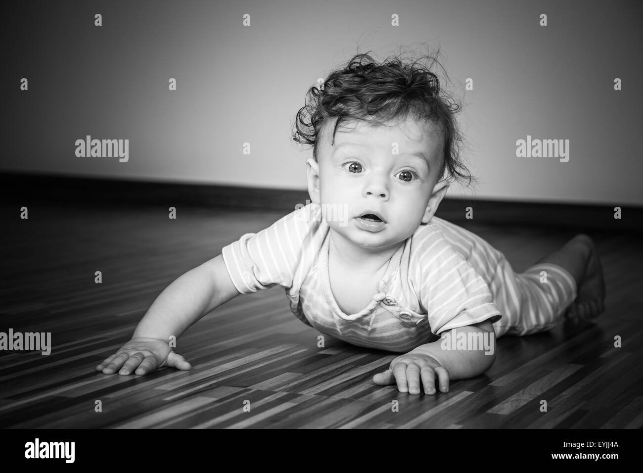 Smiling kid at home Black and White Stock Photos & Images - Alamy