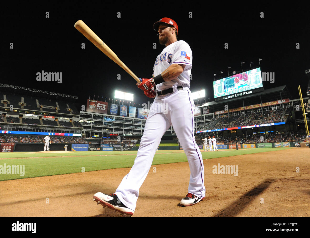 Arlington, Texas, USA. 30th July, 2015. Texas Rangers left fielder Josh ...