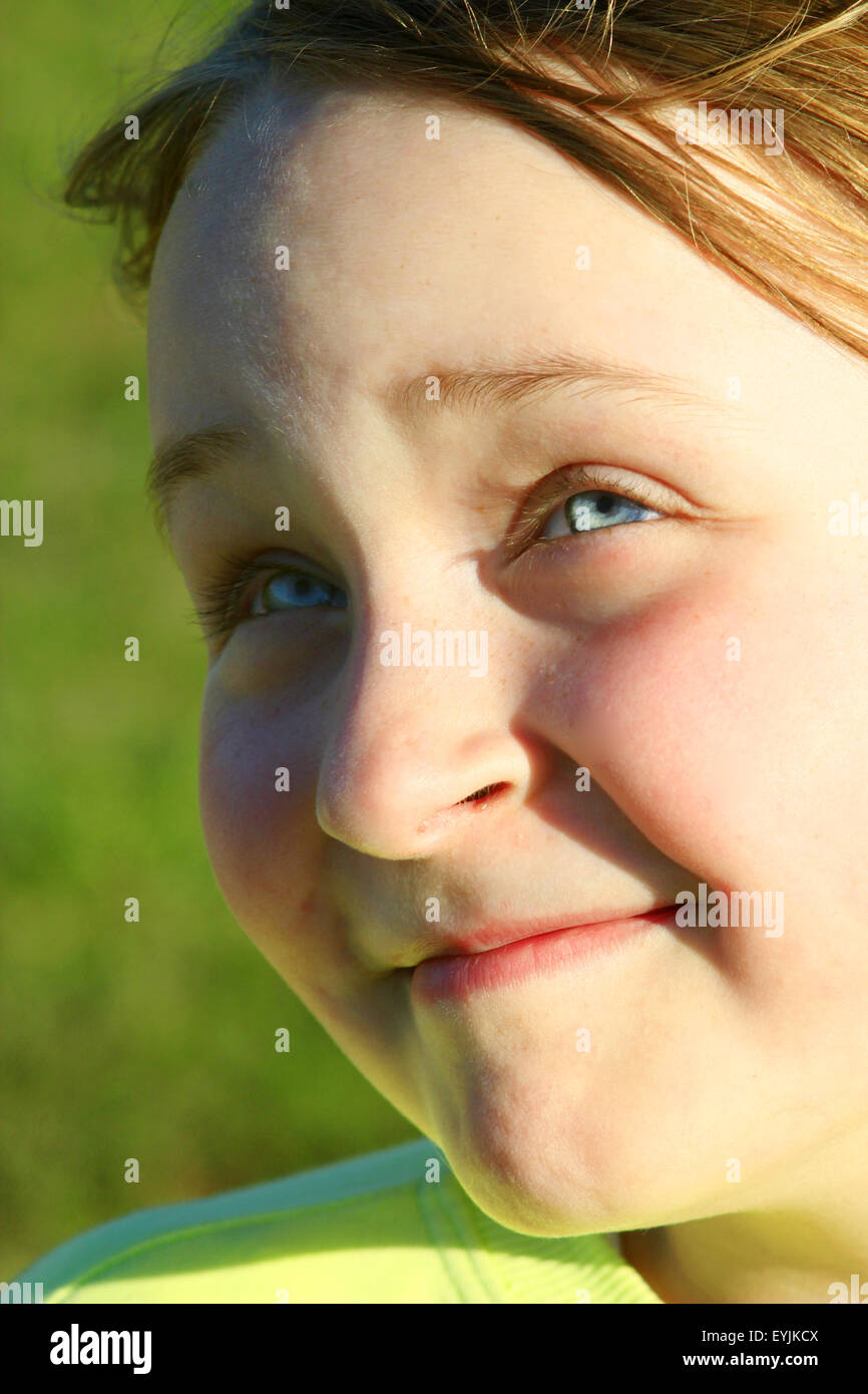 portrait of little squinting girl with nice face and blue eyes Stock ...