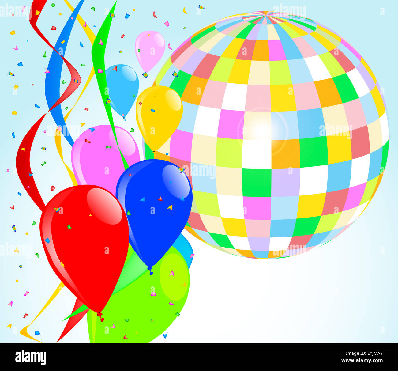 A party background with balloons and a large disco ball Stock Photo - Alamy