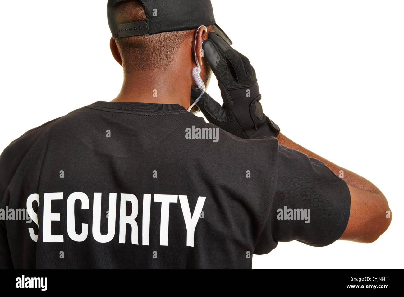 Black man as security guard from behind Stock Photo - Alamy
