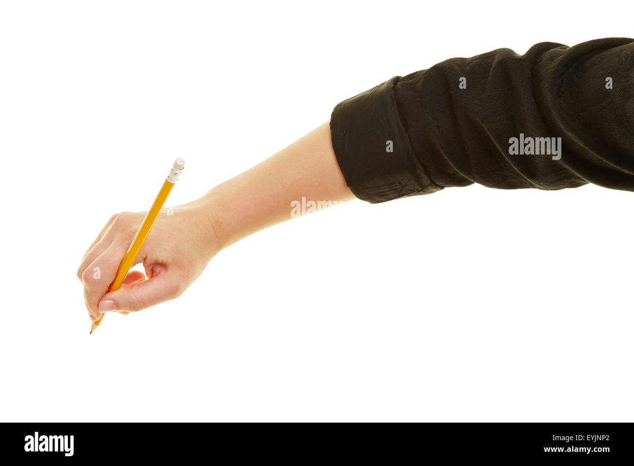 Hand of business woman writing with a pencil Stock Photo - Alamy