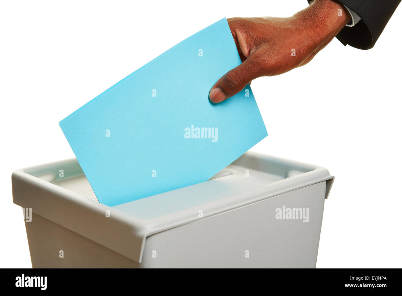 African hand with ballot paper at ballot box during an election Stock ...