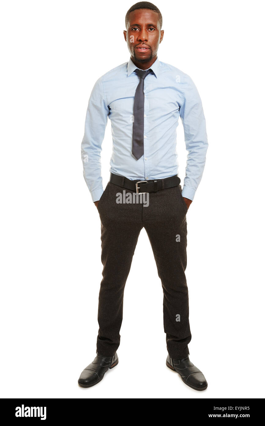 Full body shot of african business manager in a blue shirt Stock Photo ...