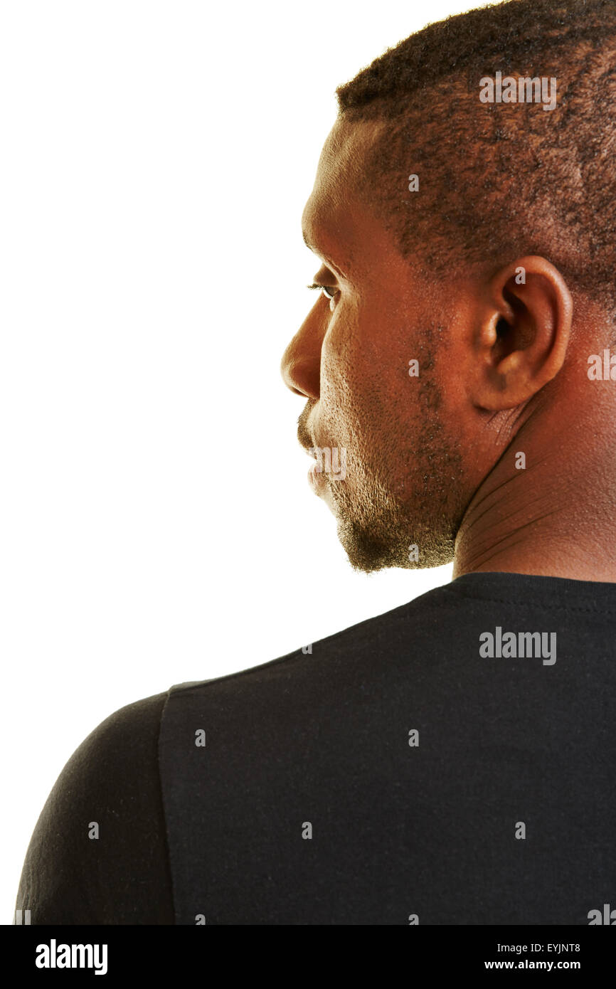 Face of black man in profile view from behind Stock Photo - Alamy