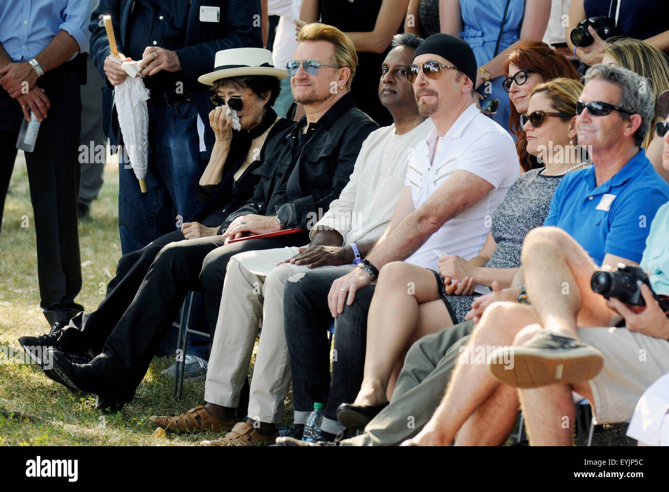 New York City. 29th July, 2015. Yoko Ono, Bono, Salil Shetty, The Edge ...