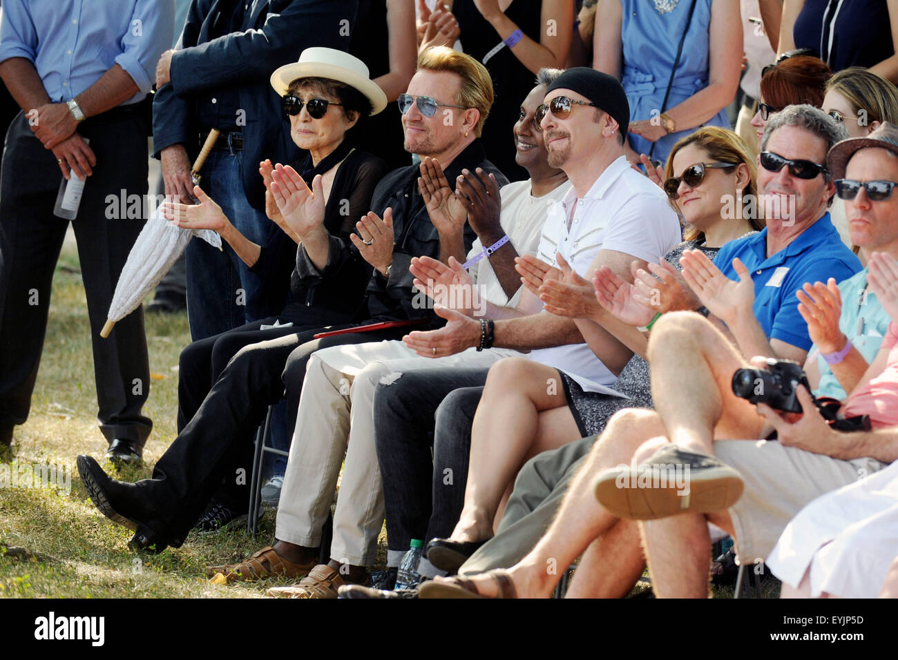New York City. 29th July, 2015. Yoko Ono, Bono, Salil Shetty, The Edge ...