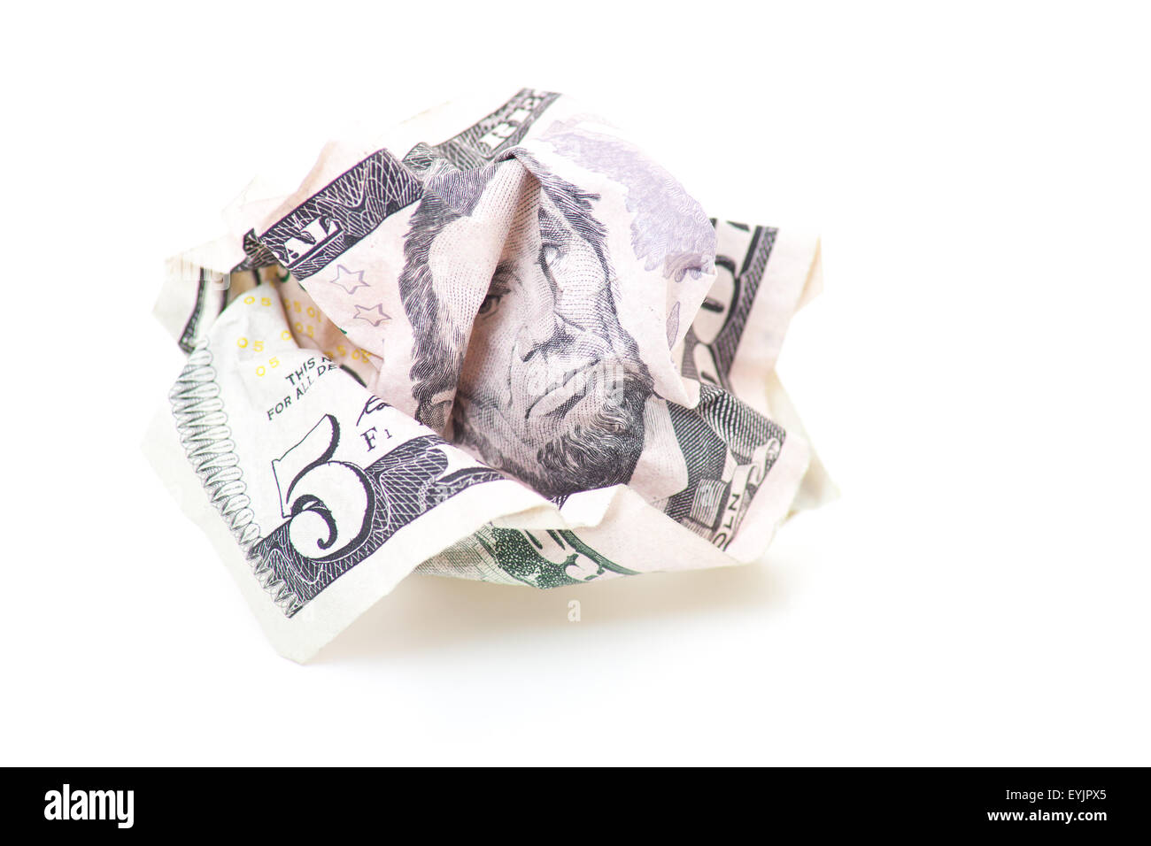 Crinkled five US dollar note Stock Photo - Alamy