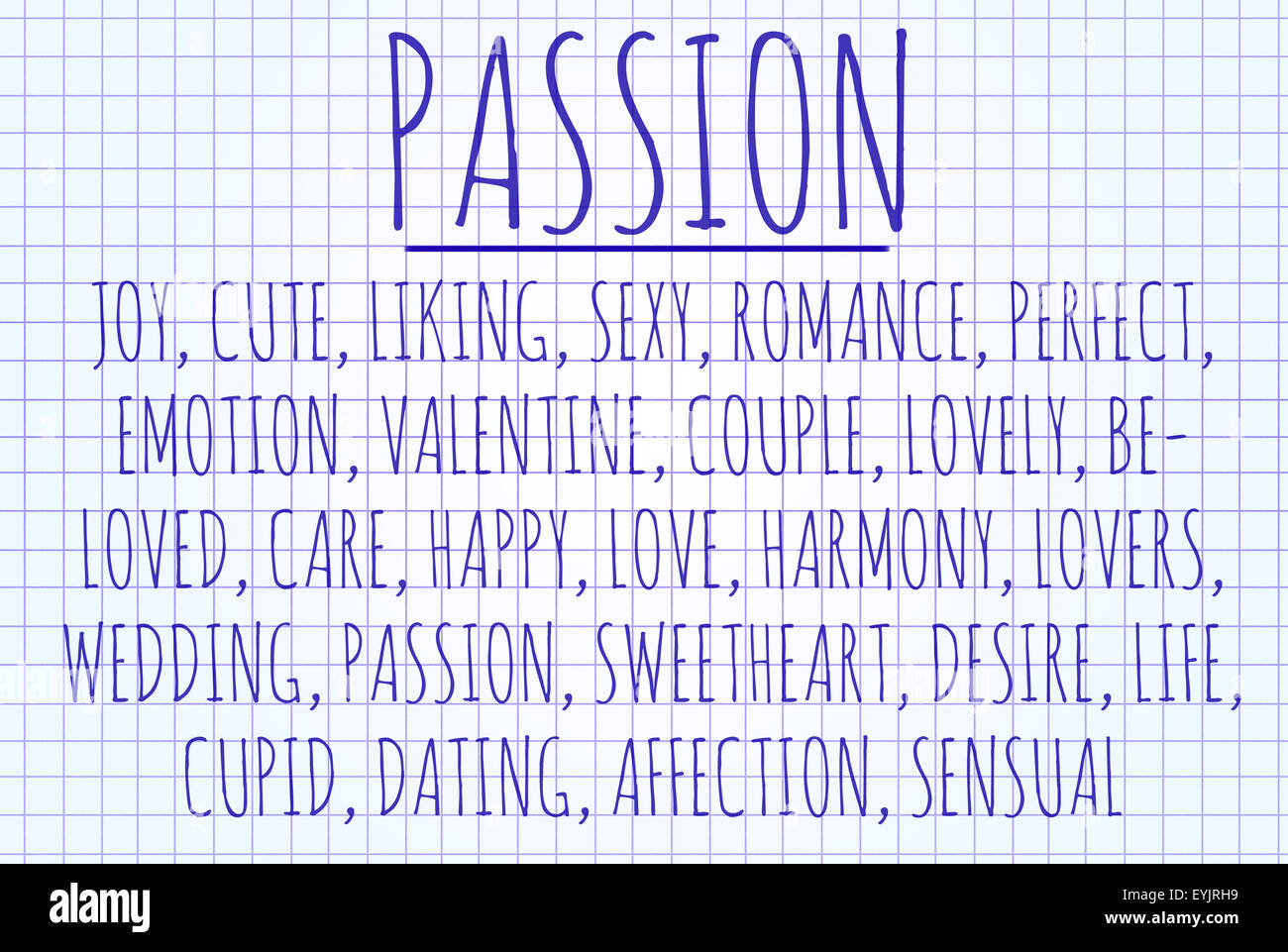Passion word cloud written on a piece of paper Stock Photo - Alamy
