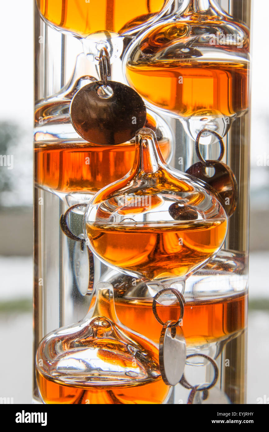 the Galilean thermometer, atmospheric temperature measurement device ...