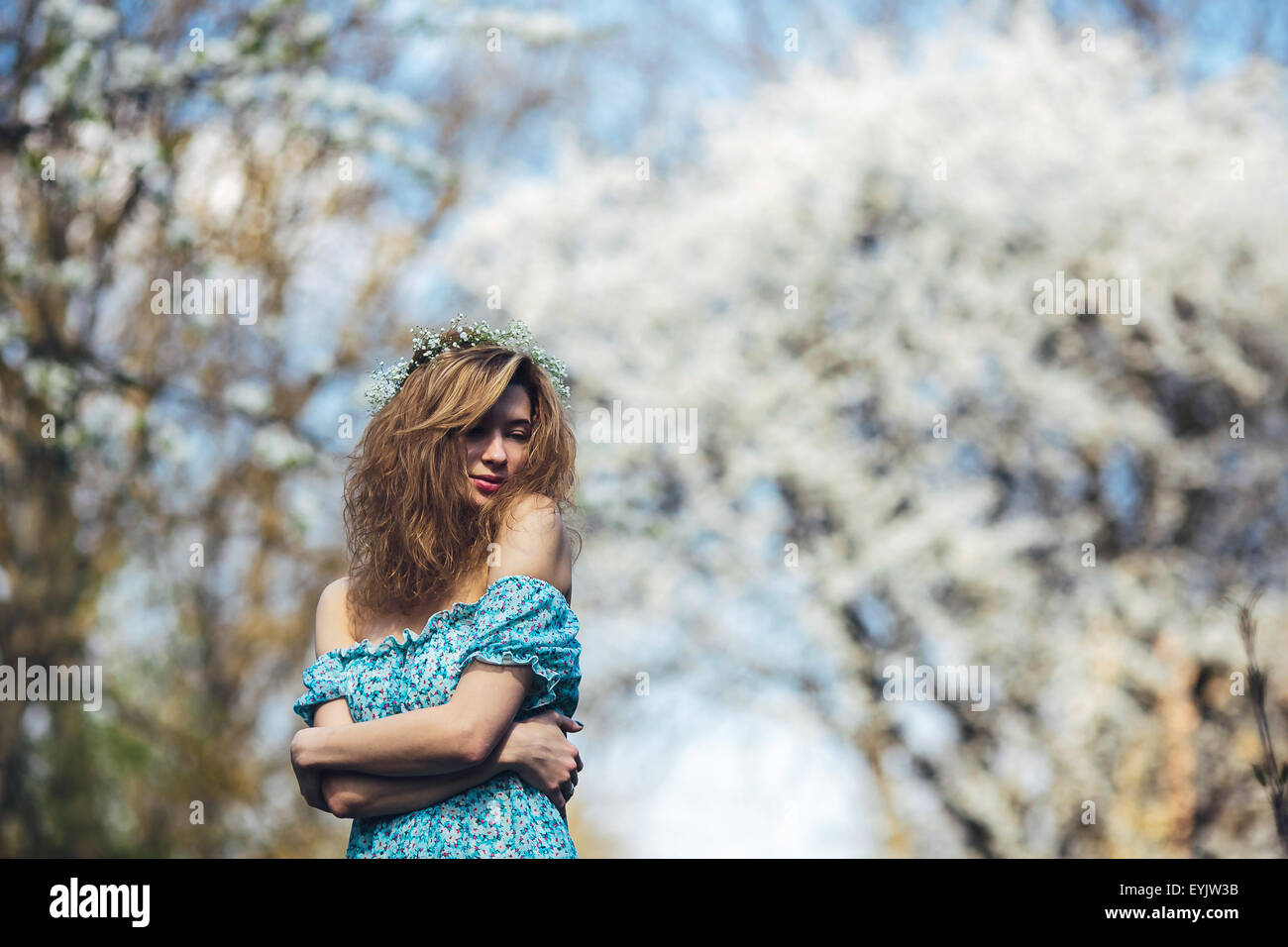 Portrait of a beautiful girl flowering trees Stock Photo - Alamy