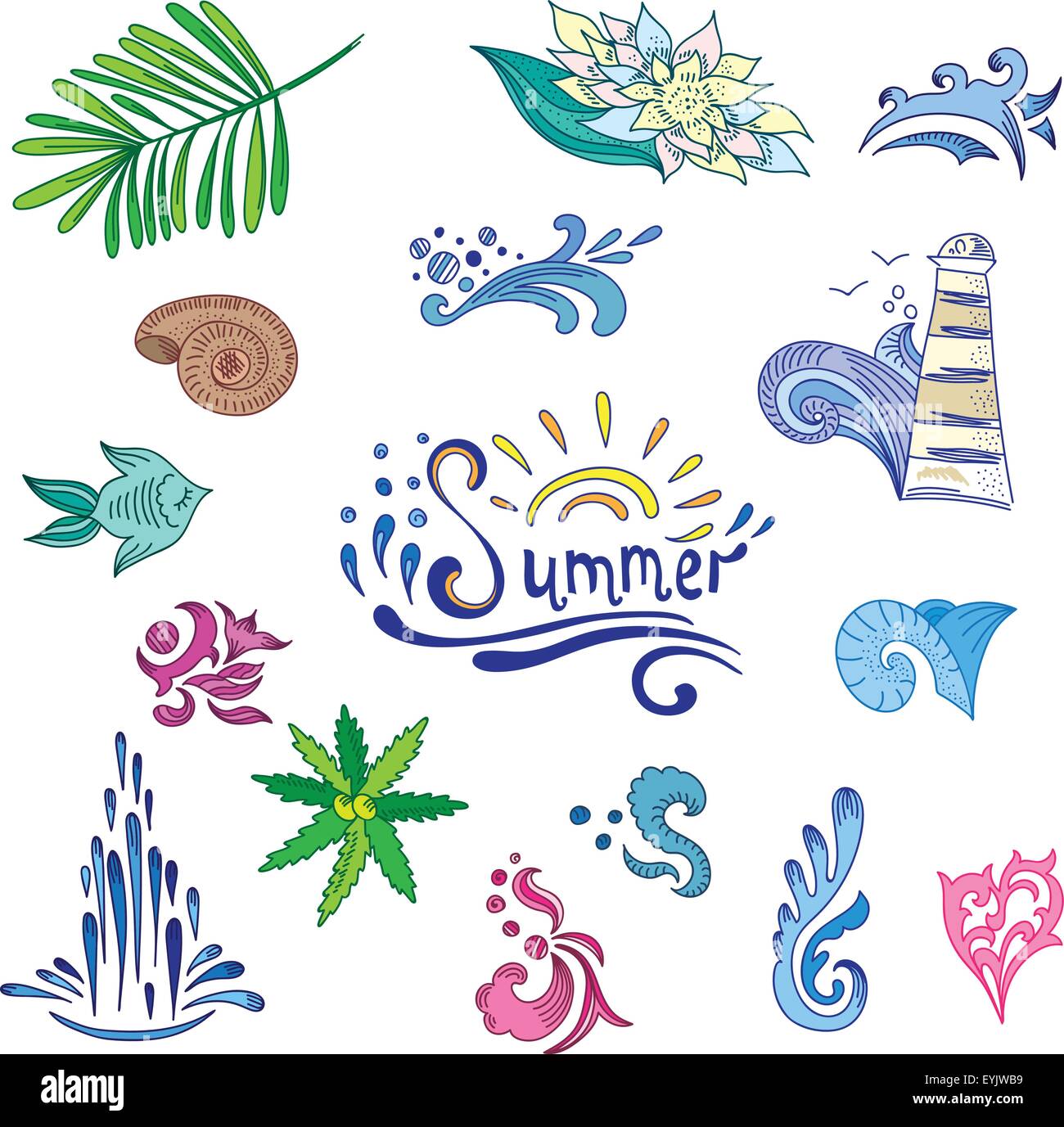 Vector signs and swirls set for travel, vacation, tourism design with ...