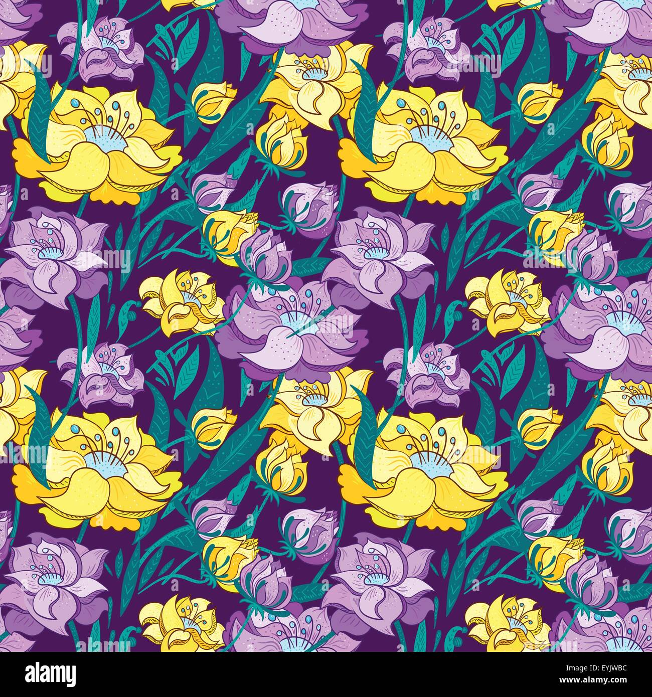 Elegant romantic spring texture with beautiful flat design flowers on ...