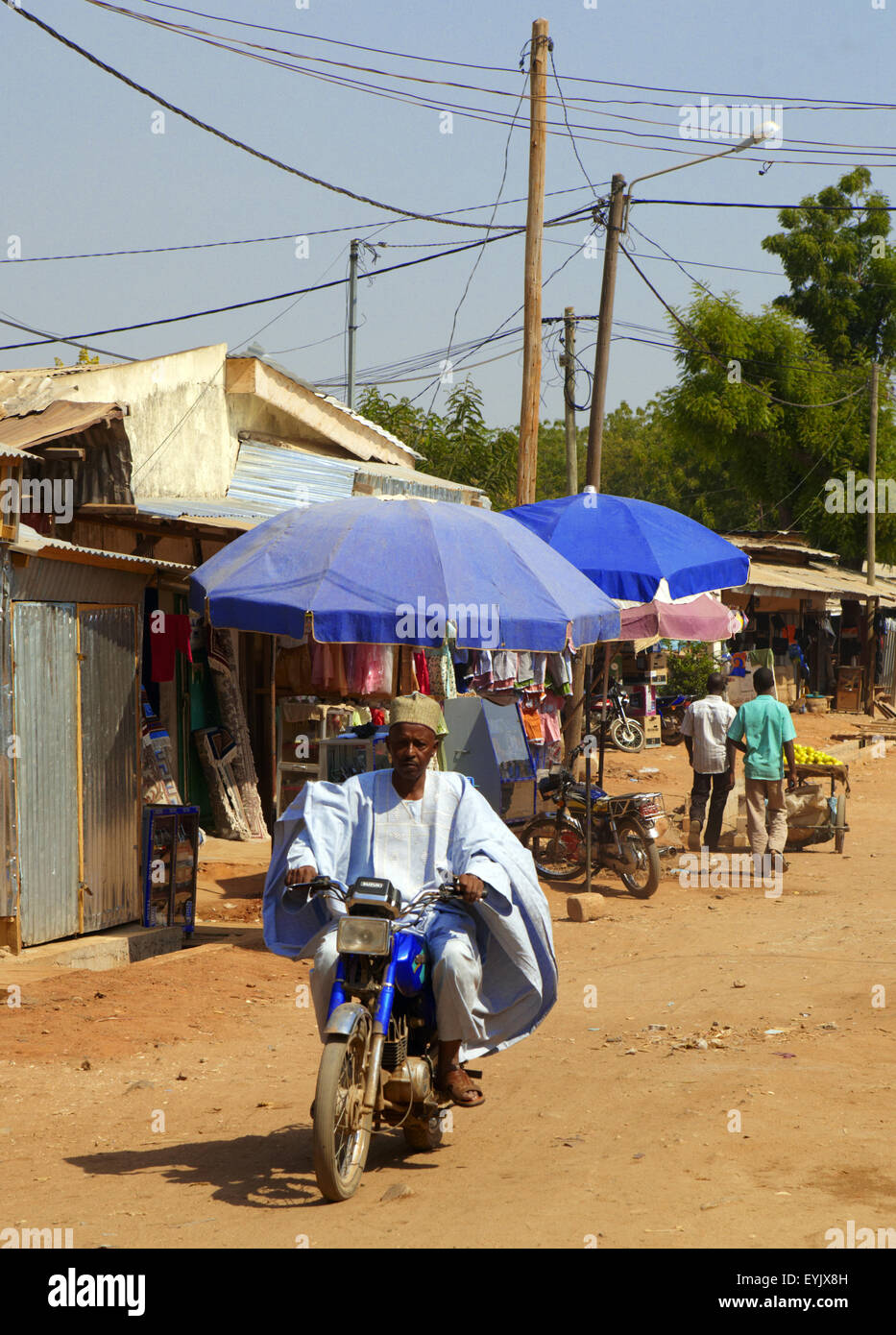 Africa, Cameroon, North Province, Garoua city, the market andthe moto ...