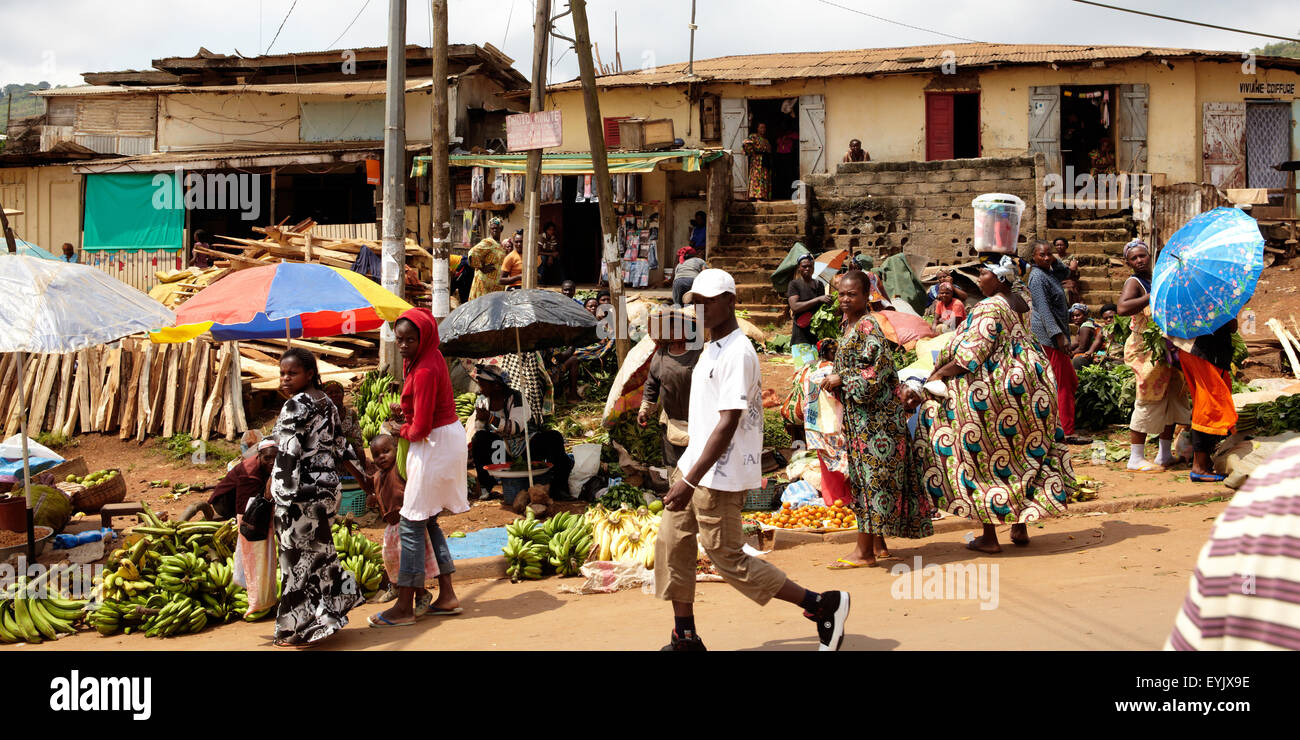 Africa, Cameroon, Center province, Yaounde city, a market along the ...