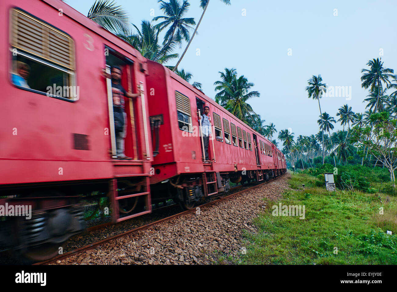 Sri Lanka, West Coast, Bentota, train from Colombo to Galle Stock Photo ...