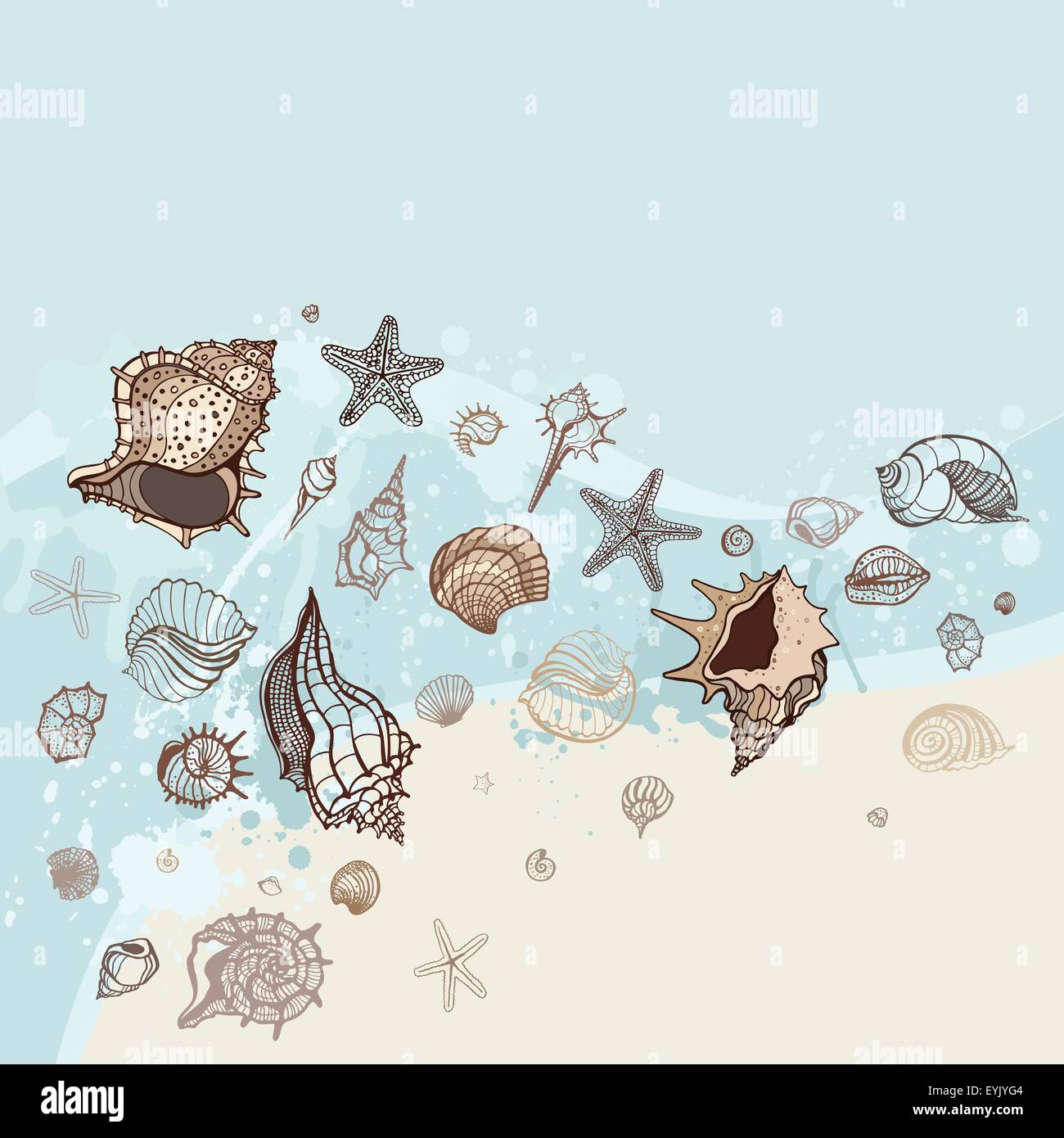 Sea background. Hand drawn vector illustration Stock Vector Image & Art ...